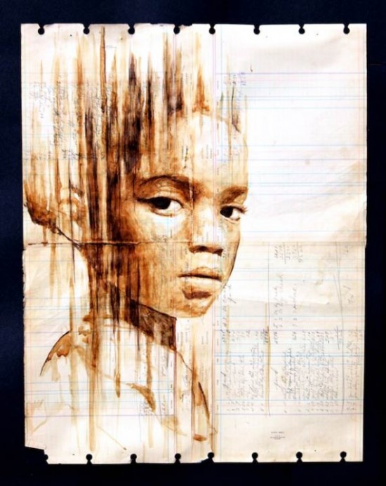 Amazing Custom portrait printing Using Coffee And 100 Year Old Paper