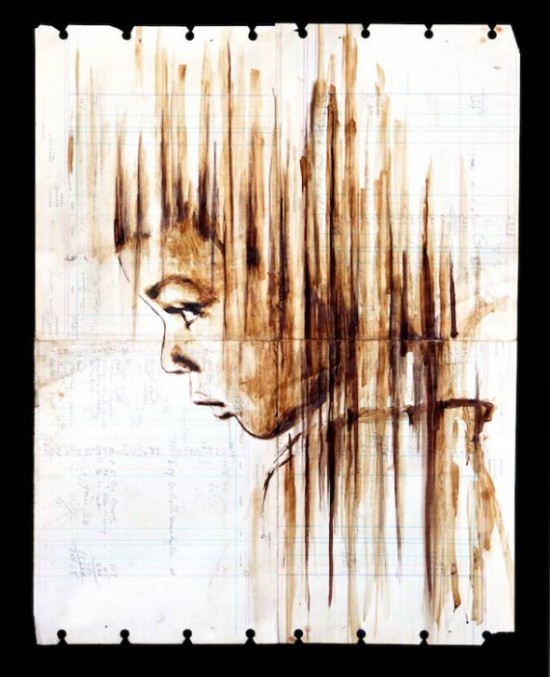 Amazing Custom portrait printing Using Coffee And 100 Year Old Paper